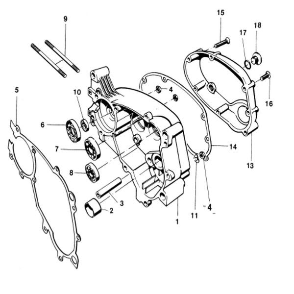 Exploded view carter right Kreidler 5G Direct geared - JMPB Parts