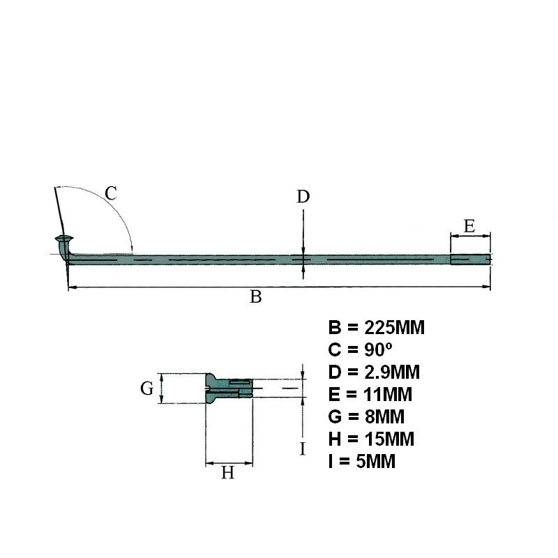 Spokes set Galvanized 2.9 X 225MM - JMPB Parts