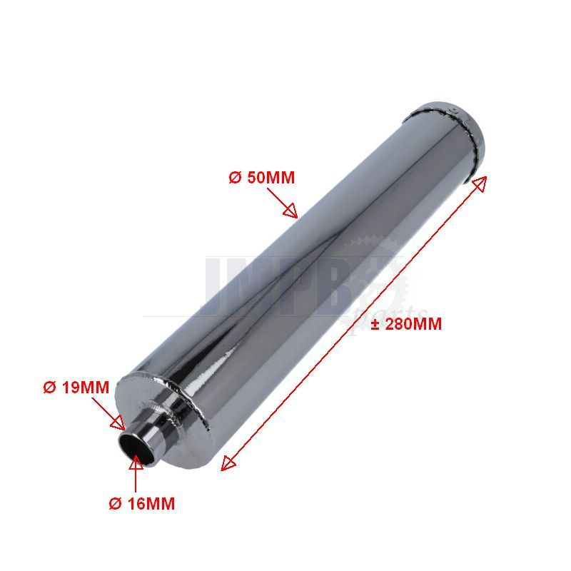 Exhaust Silencer Chrome Uni Glass wool damped DIY - JMPB Parts