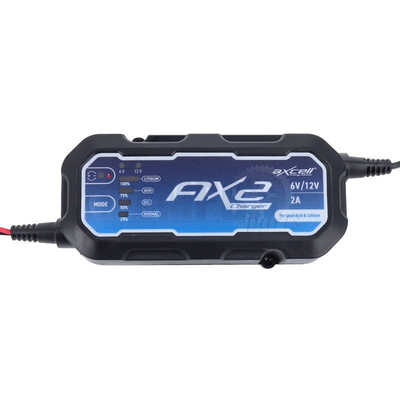 Battery Charger Axcell AX2 6 & 12 Volt 2A Lithium / Lead Acid - JMPB Parts