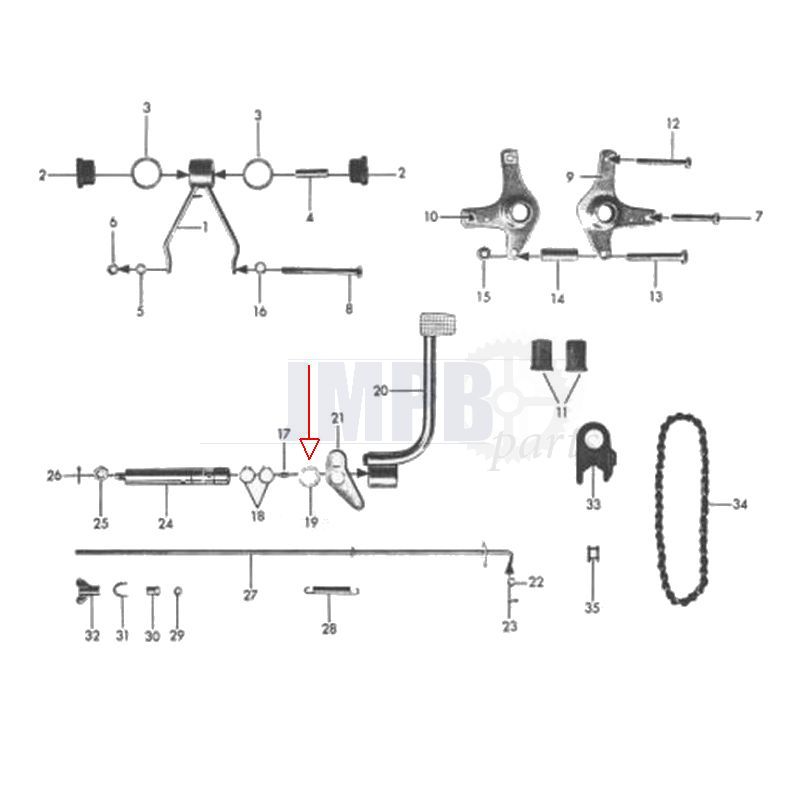 Shimring Brake pedal shaft Zundapp - JMPB Parts