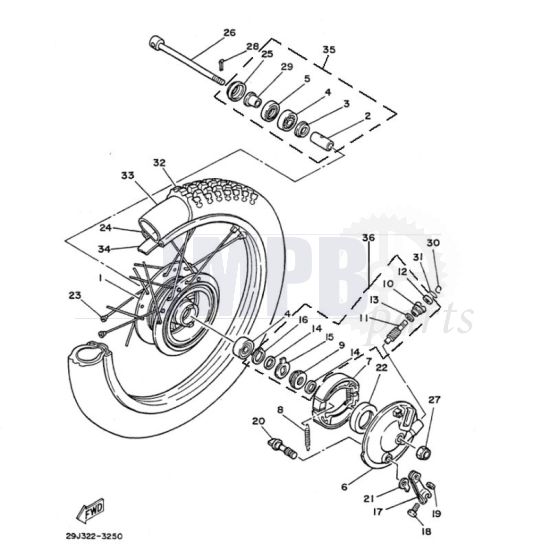 Exploded view drawings front wheel l Yamaha DT50MX - JMPB Parts