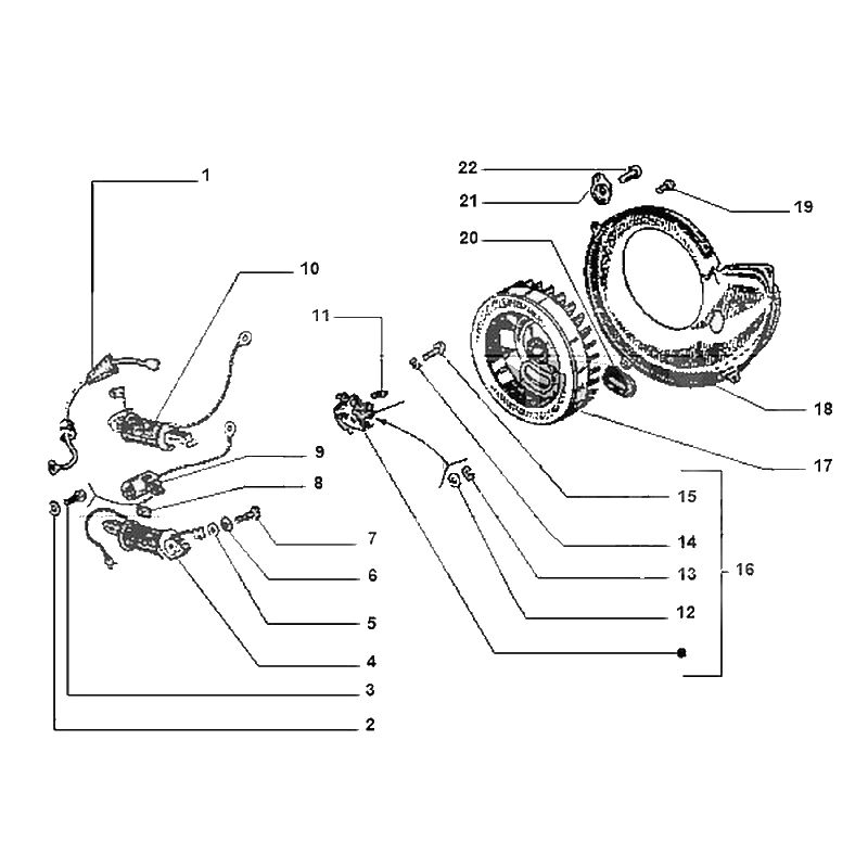 Exploded view drawing Ignition Vespa Ciao - JMPB Parts