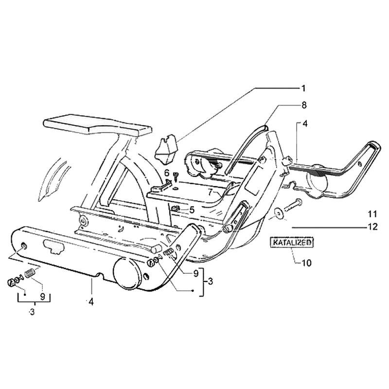 Exploded view drawing Side panels Vespa Ciao - JMPB Parts