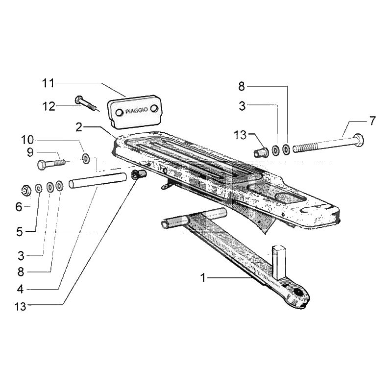 Exploded view drawing Rear carrier Vespa Ciao - JMPB Parts