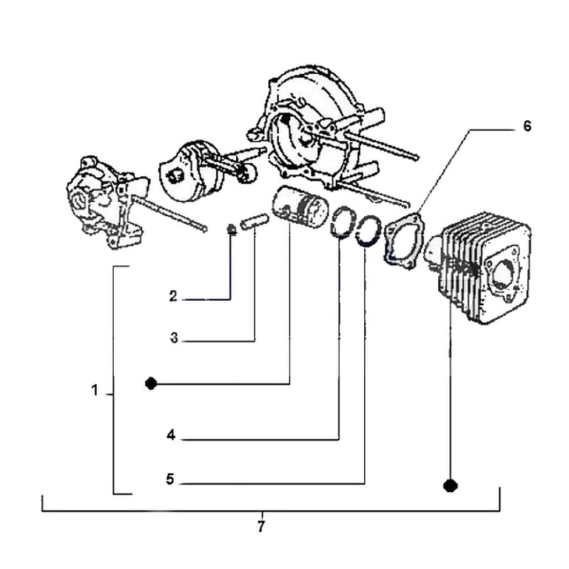 Exploded view drawing cylinder Vespa Citta - JMPB Parts