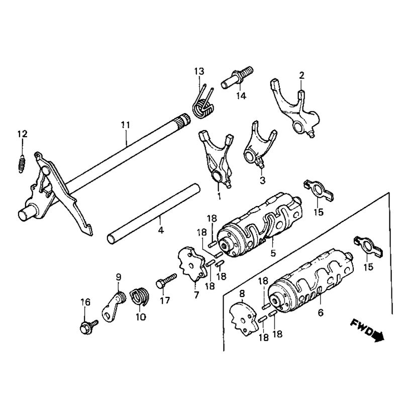 Exploded View Honda MB50 - Gear Axle - JMPB Parts