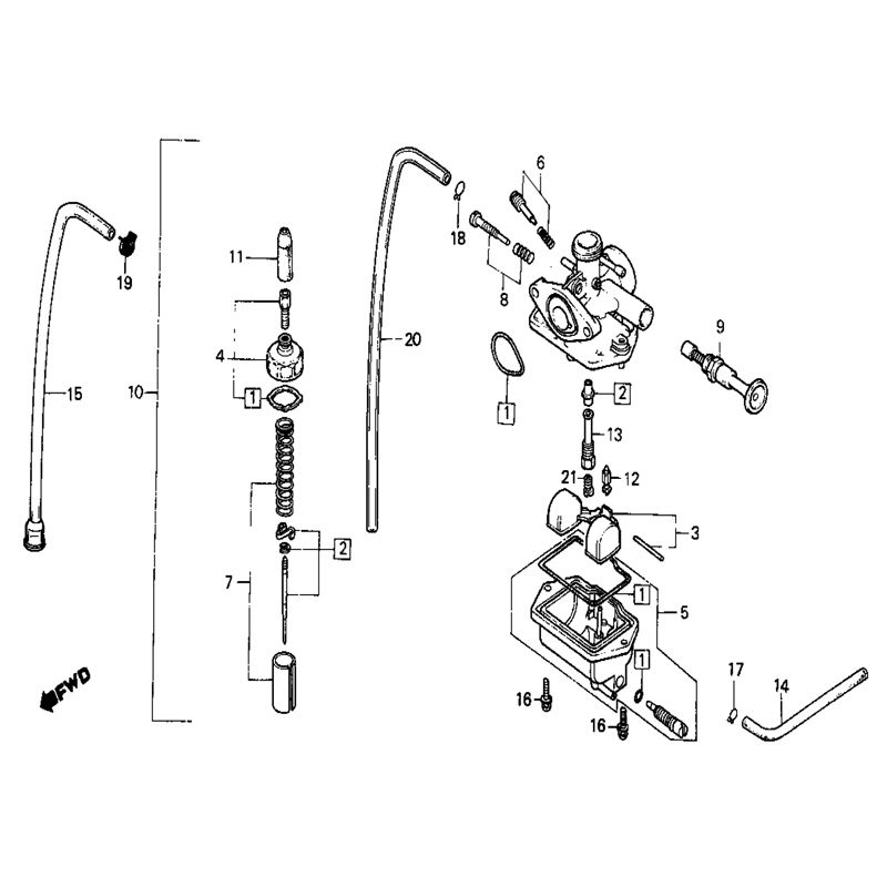 Exploded View Honda MB50 - Carburettor - JMPB Parts