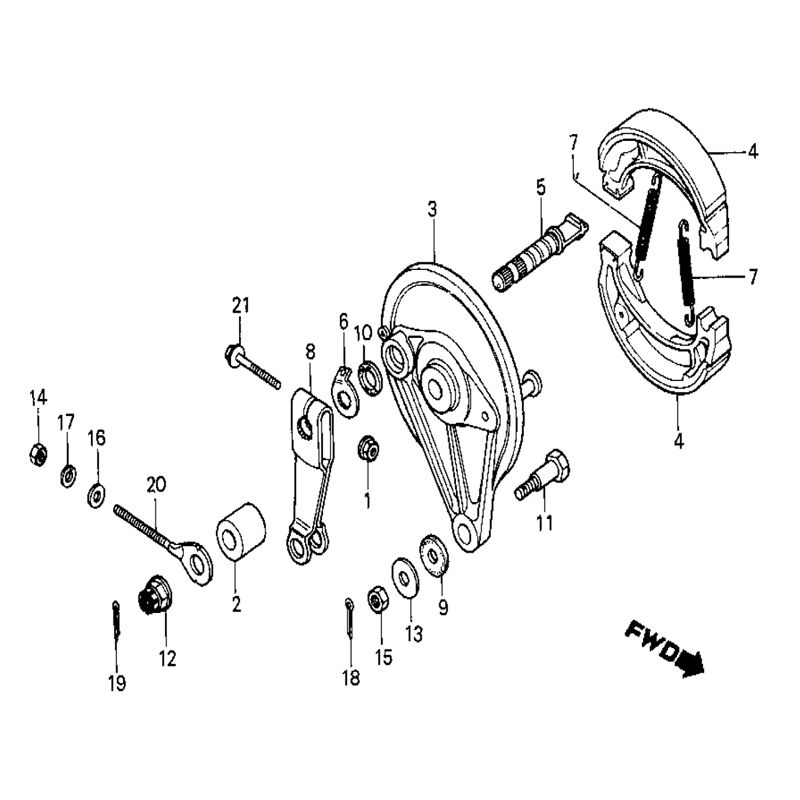 Exploded View Honda MB50 - Rear Brake - JMPB Parts
