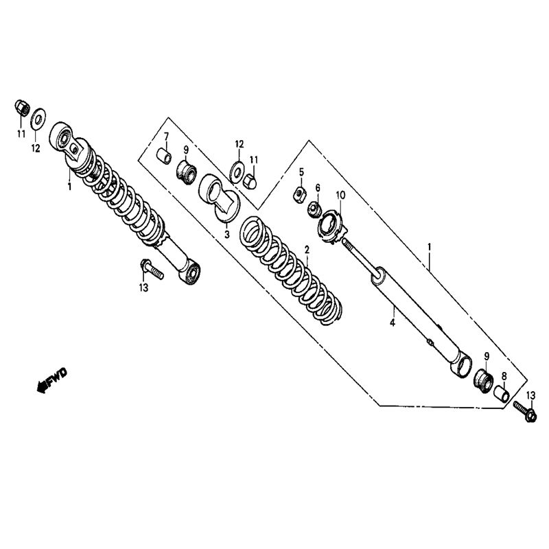 Exploded View Shock Absorbers Honda MB50 - JMPB Parts
