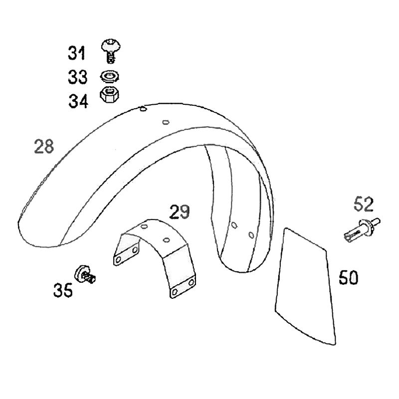 Exploded drawing fender Tomos Standard - JMPB Parts